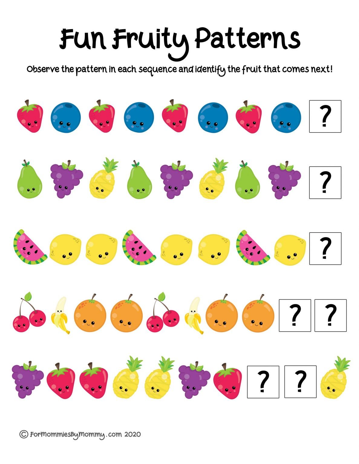17 Fruity Fun Preschool Printable Worksheets Numbers 1 to 10