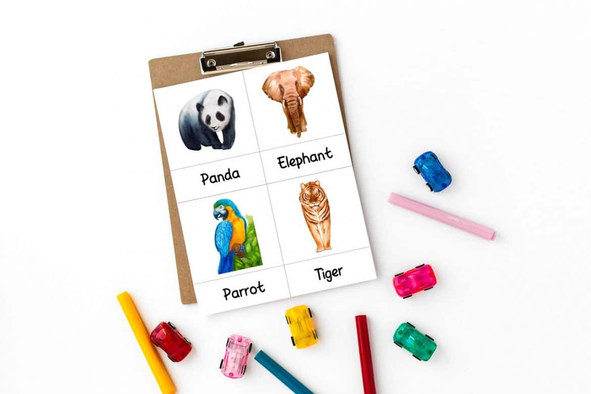Free Printable Bilingual Animal Matching Cards & Memory Game