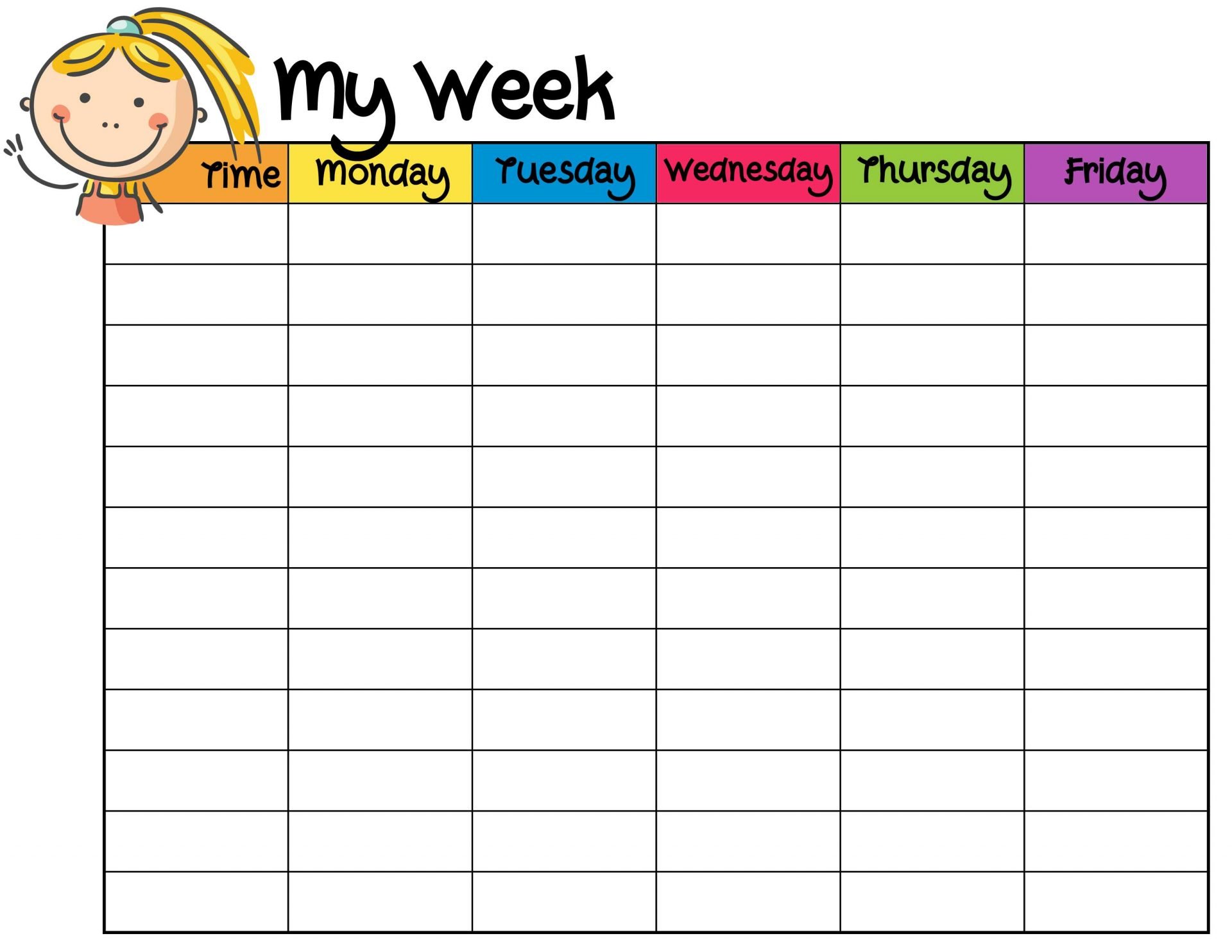 Customizable Free Weekly Activity Planner Template For Kids