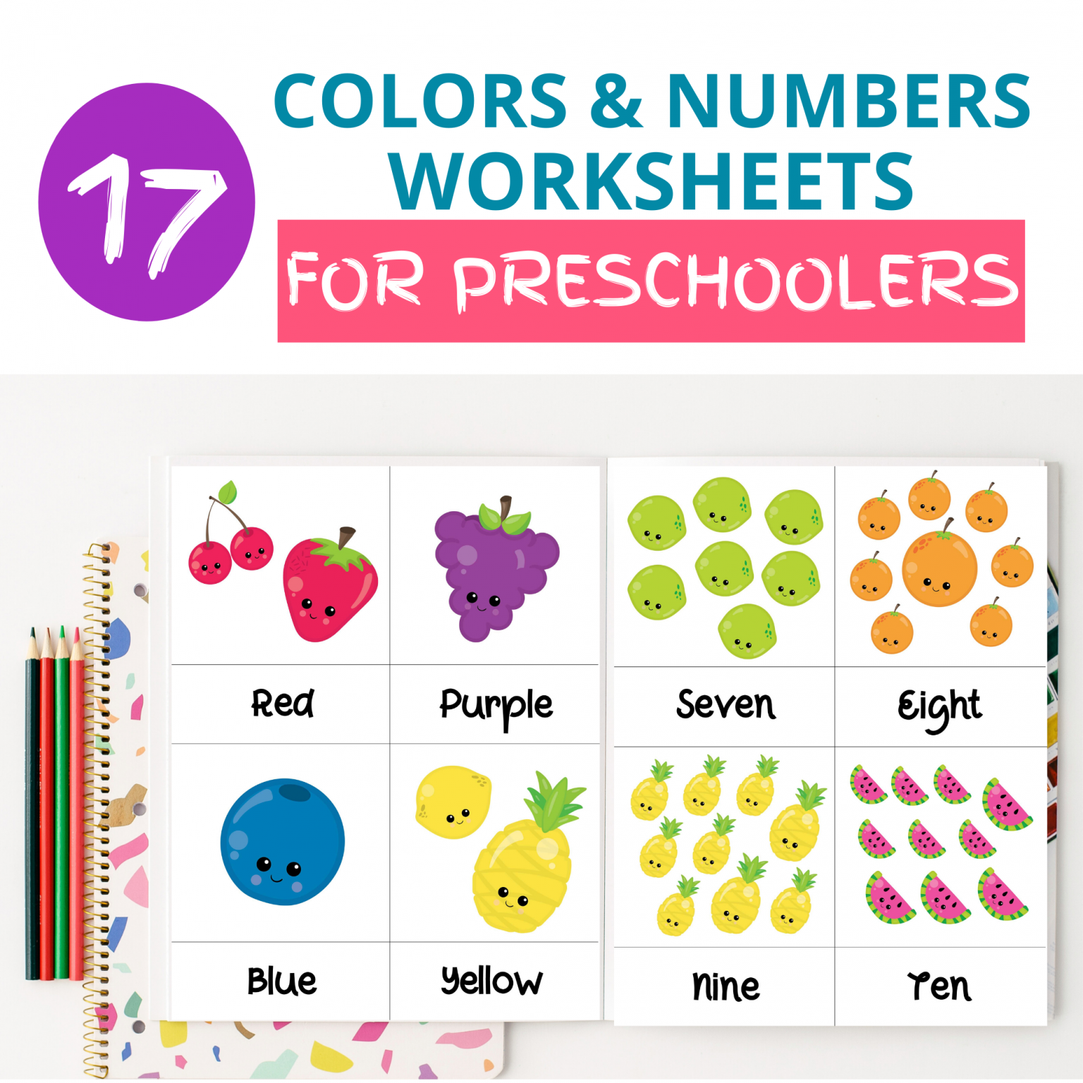 17 Fruity Fun Preschool Printable Worksheets Numbers 1 to 10