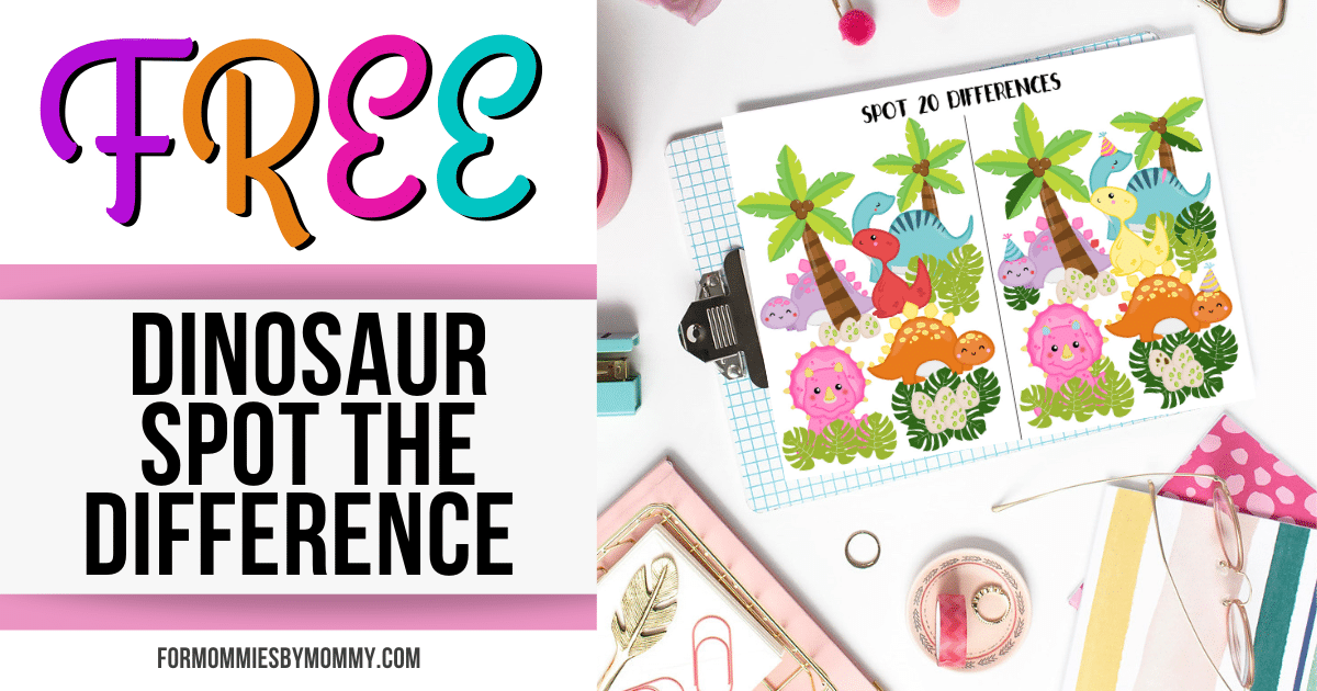 Free Cute Dinosaur Spot The Difference Printable For Kids
