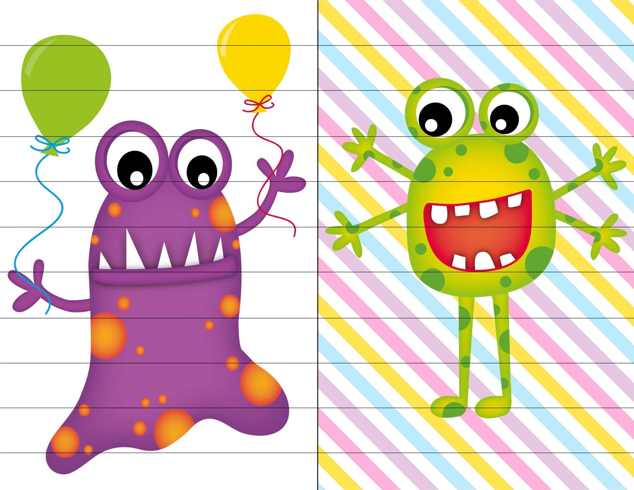 8 Free Printable Puzzles For Kids: Funny Monsters Jigsaw