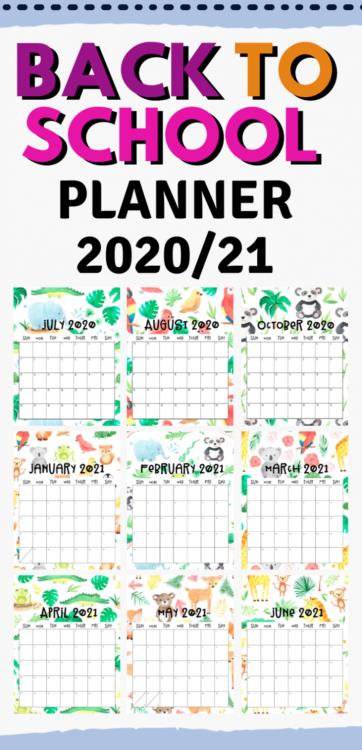 Back To School Planner 2021: Jungle Friends Monthly Planner
