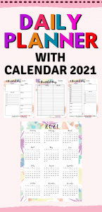 Beautiful Floral Daily Planner Printables With Calendar 2021