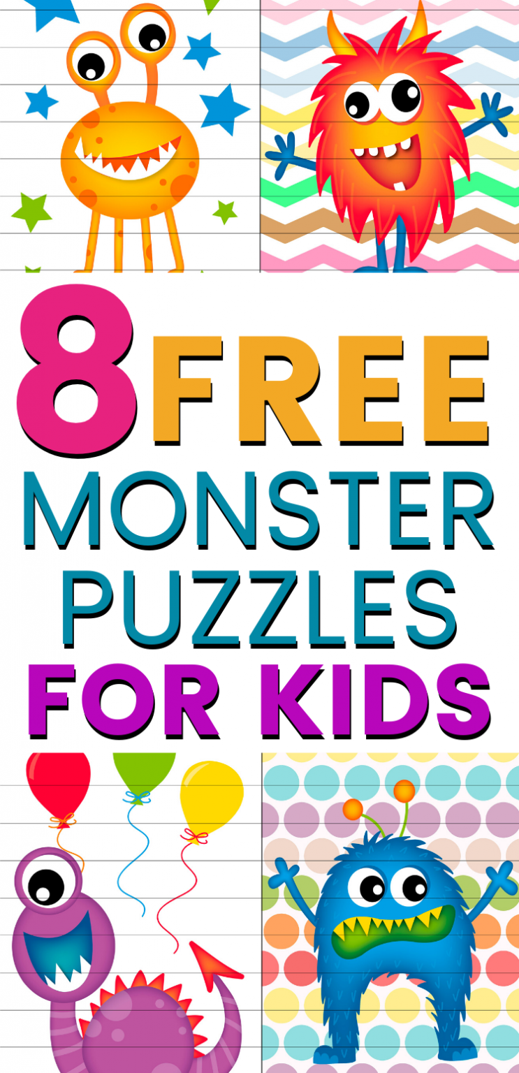 8 Free Printable Puzzles For Kids: Funny Monsters Jigsaw