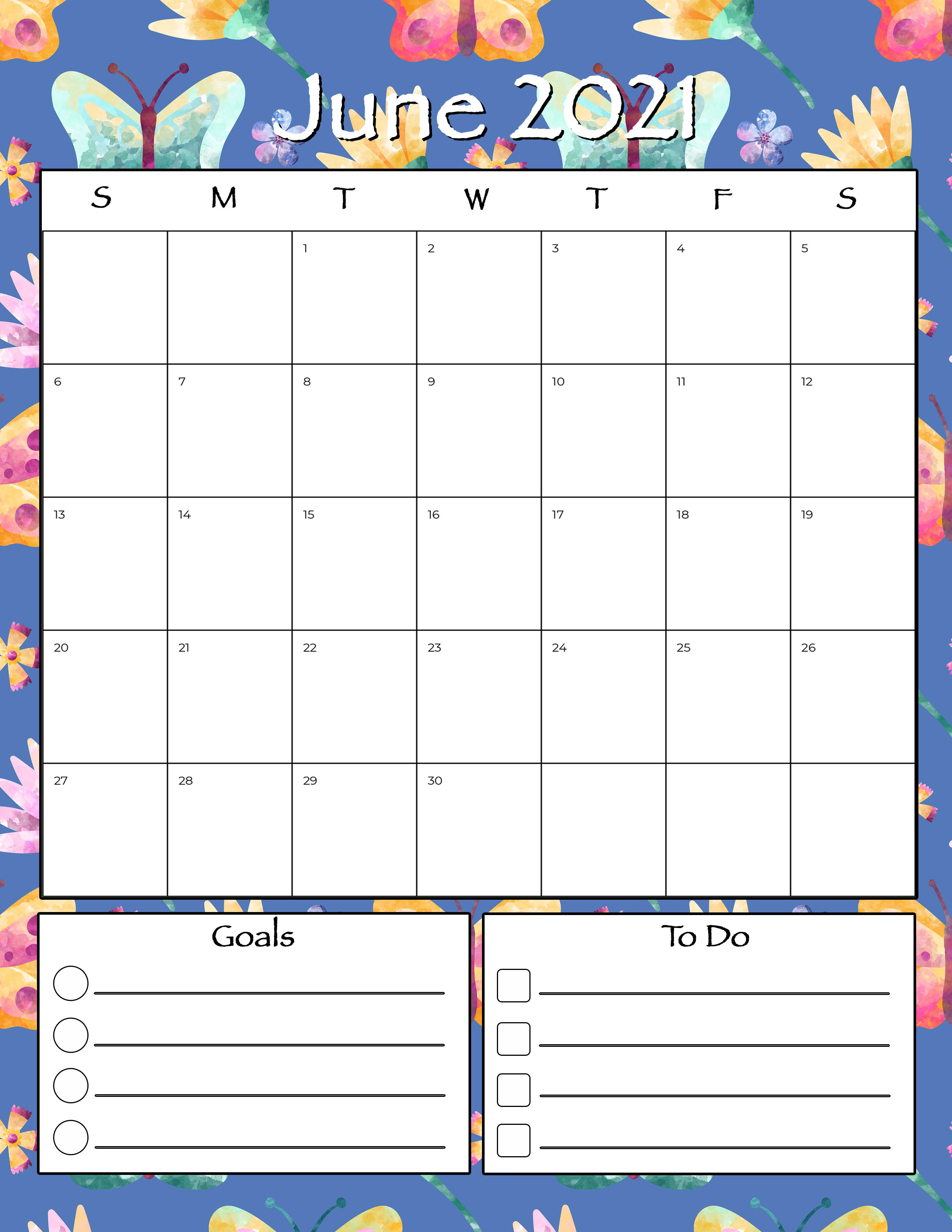 Free Printable 2021 Floral Calendar