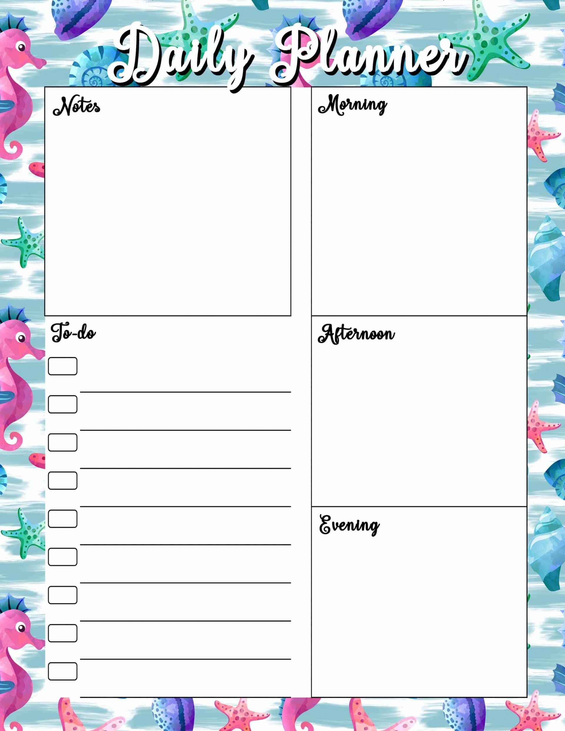 Back To School: Ocean Life Printable Student Planner 2021