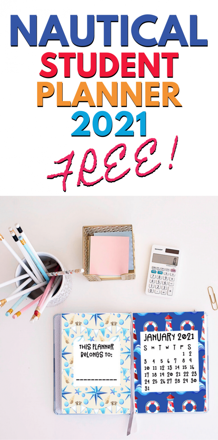 Free Student Planner 2021 In Colorful Nautical Designs