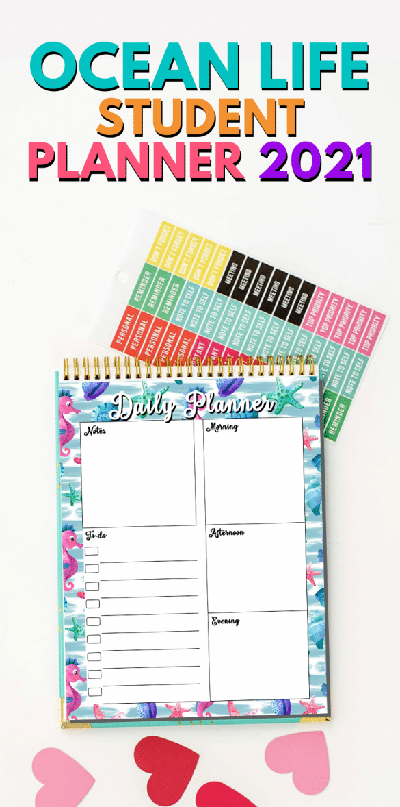 Back To School: Ocean Life Printable Student Planner 2021