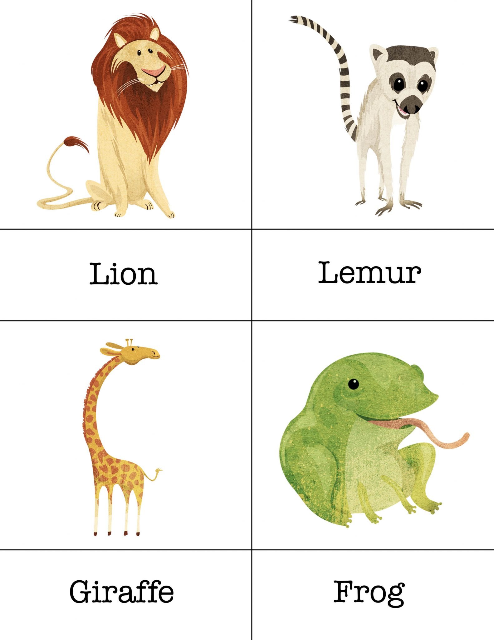 Free Animal Matching Printable Flashcards For Preschoolers