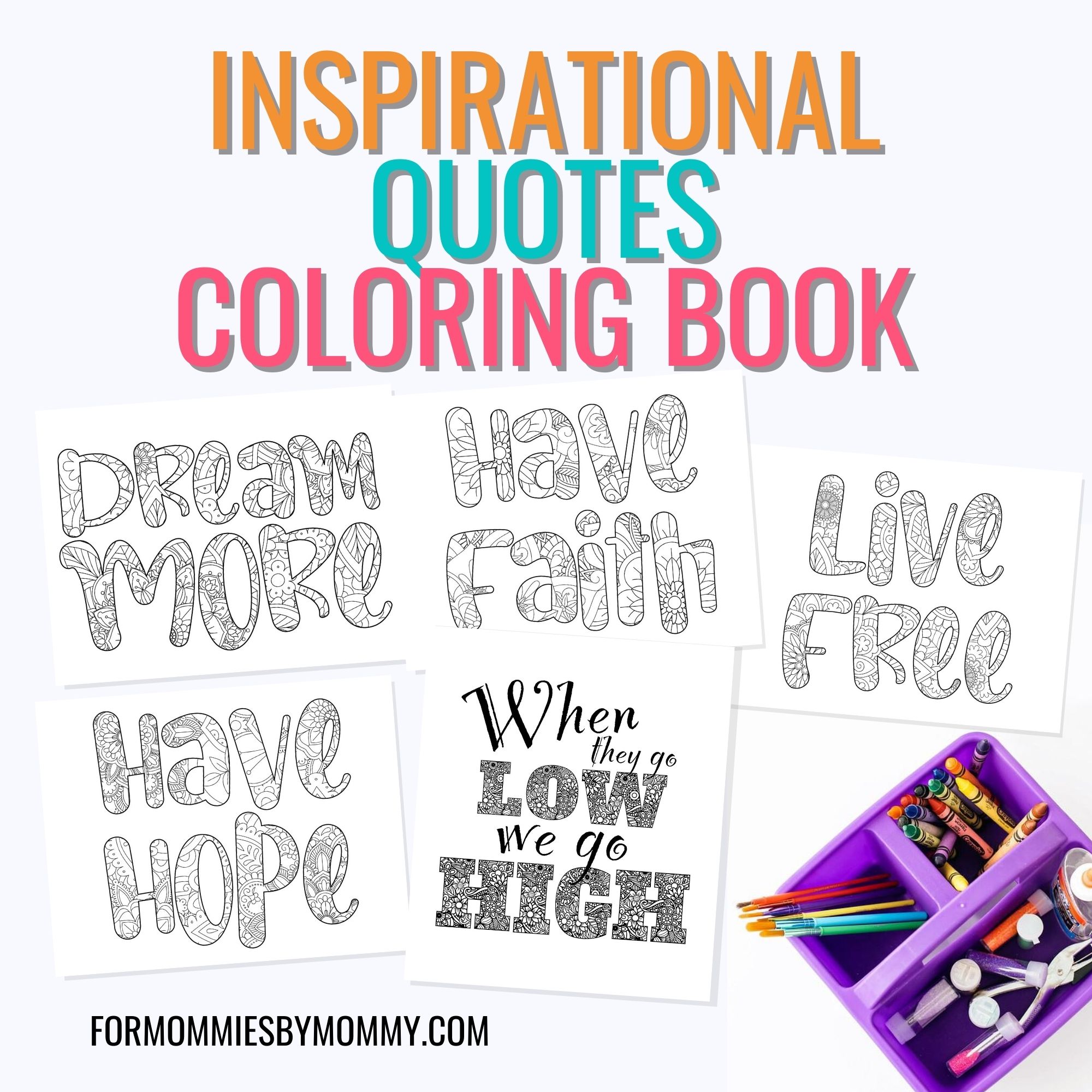 Free Inspirational Quotes Coloring Book For Kids
