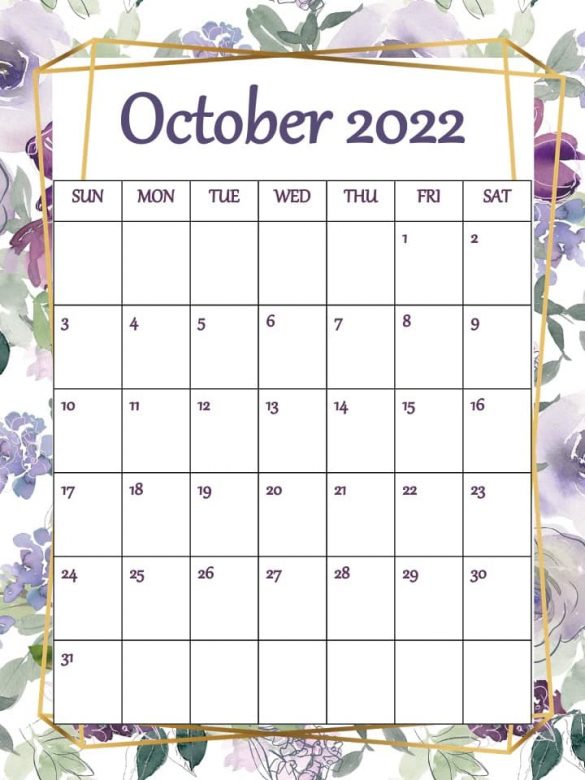 Free Printable Floral Calendar 2022 - For Mommies By Mommy