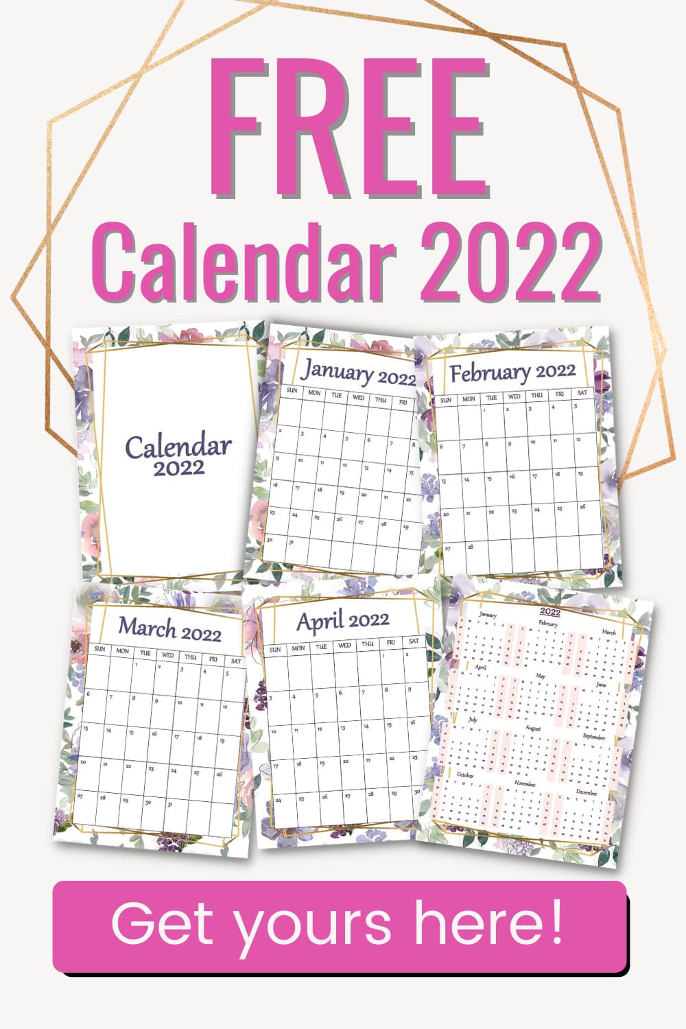 Free Printable Floral Calendar 2022 - For Mommies By Mommy